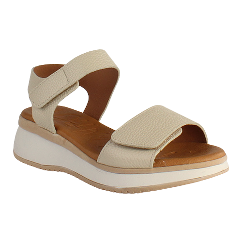 Oh My Sandals Ladies Velcro Wedge Sandals - 5411 - Beige - Greenes Shoes