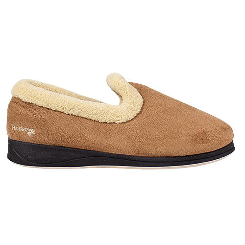 Padders Ladies Wide Fit Slippers - Repose - Taupe – Greenes Shoes