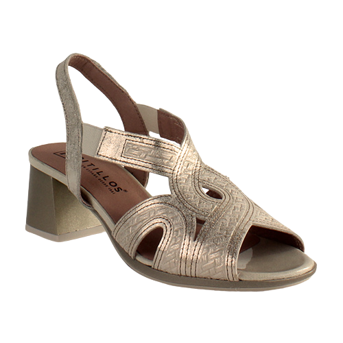 Pitillos Ladies Heeled Sandals - 5690 - Gold - Greenes Shoes