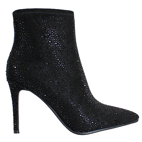 Redz Dressy Heeled Ankle Boots - F4025 - Black Diamante – Greenes Shoes
